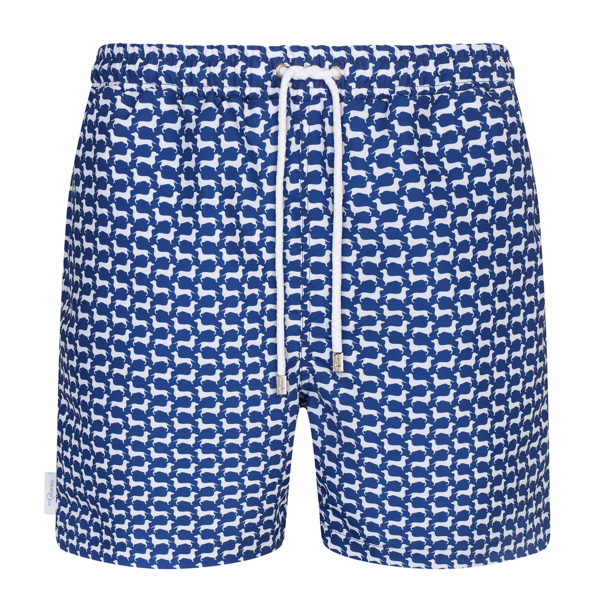 Matching Drawstring Swim Shorts | Navy Small Dachshund | Galago Joe